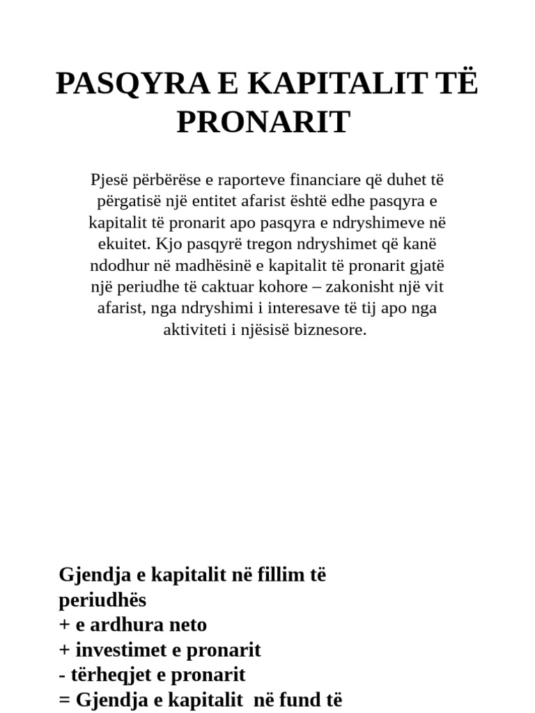 Pasqyra e Kapitalit Të Pronarit V | PDF