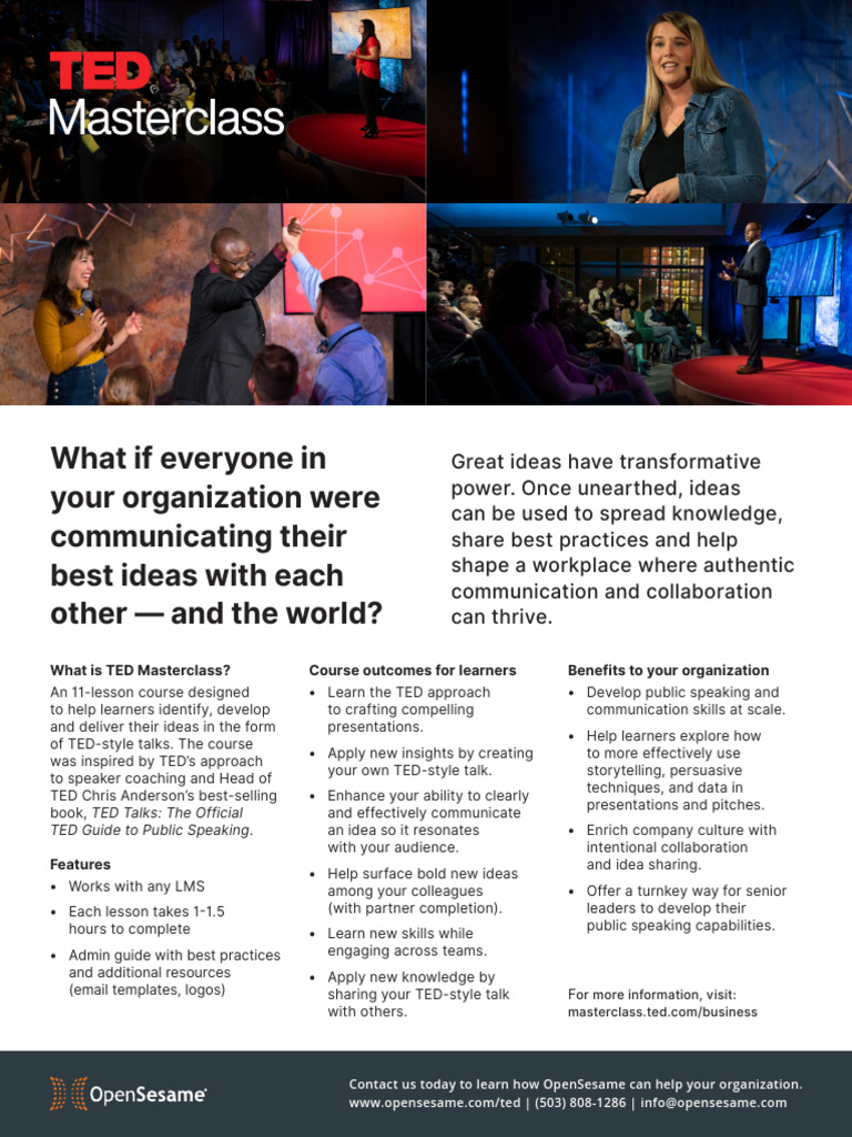 TED_Masterclass_sheet | PDF | Public Speaking | Behavior Modification