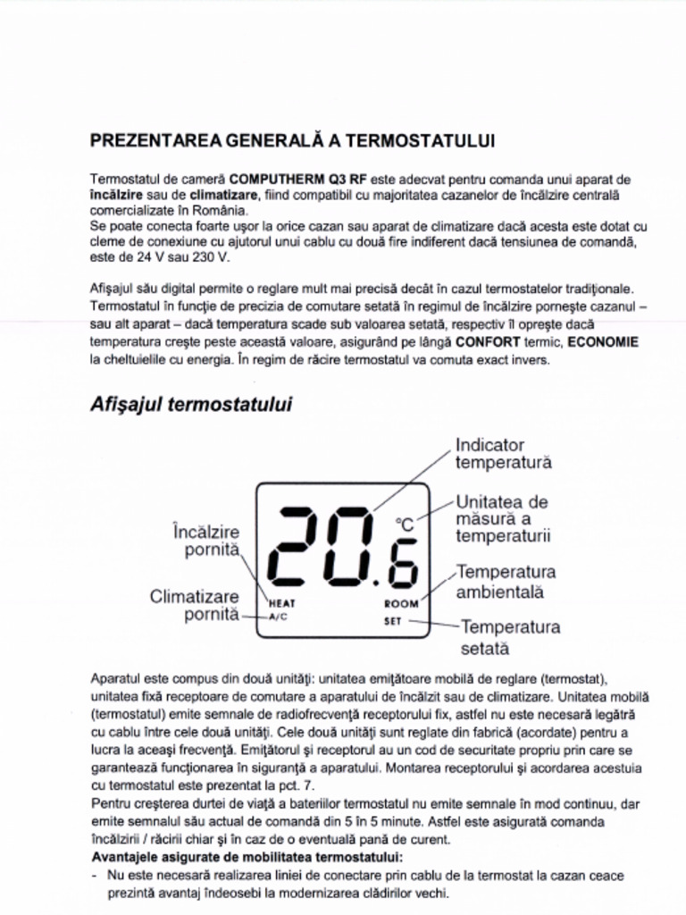 Manual de Utilizare Computherm Q3RF | PDF