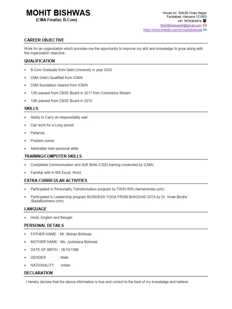 Mohit CV New | PDF
