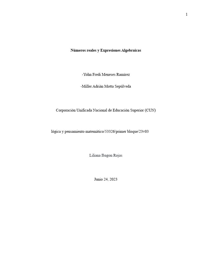 ACA #2 Logica y Pensamiento Matematico | PDF | Números | Número Real