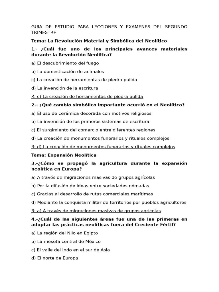 Guia de Estudio Historia 1ero Recp | PDF | Arte roquero | Neolítico