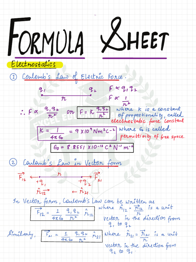 Formula Sheet | PDF