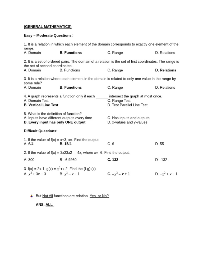 General Mathematics Quiz Bowl | PDF