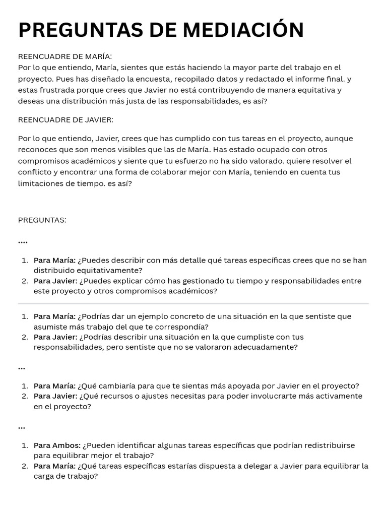PREGUNTAS DE MEDIACIÓN | PDF