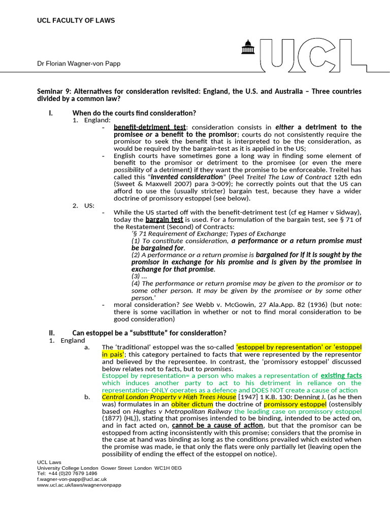 Consideration and Estoppel - Study Group | PDF | Estoppel | Consideration