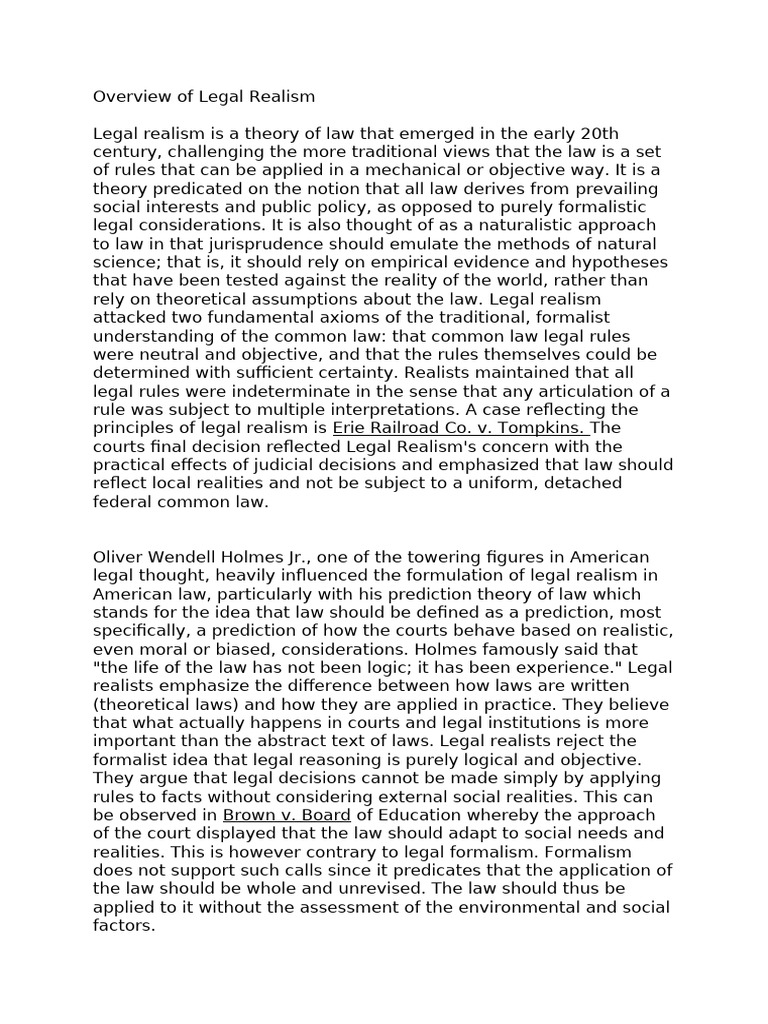 Overview of Legal Realism | PDF | Philosophical Realism | Academic ...