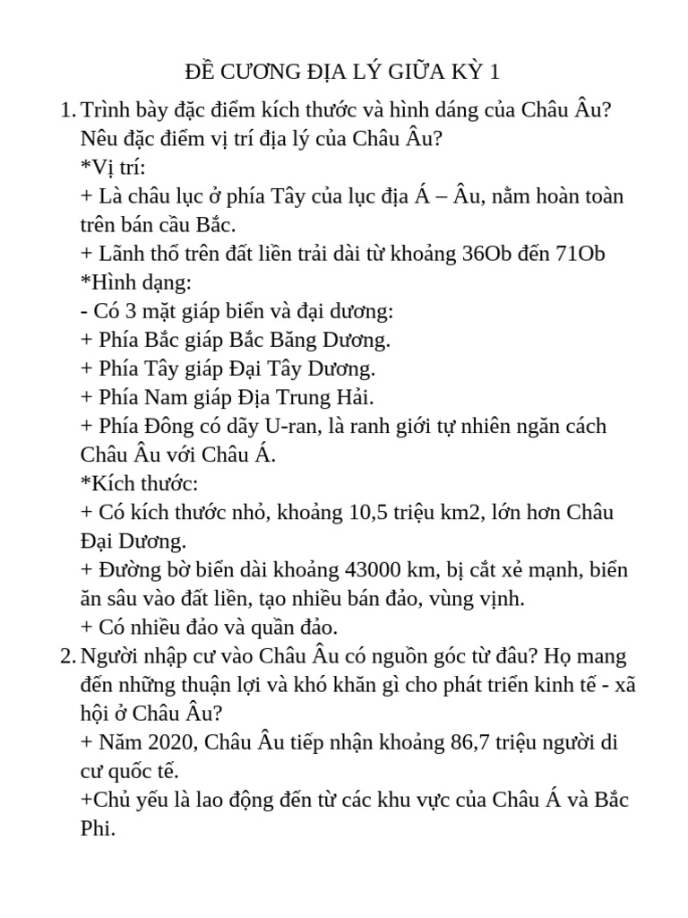 decuong địa lý gk1 | PDF