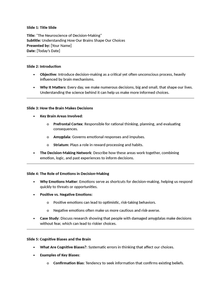 Neuroscience Behind Decision-Making | PDF | Decision Making | Emotions
