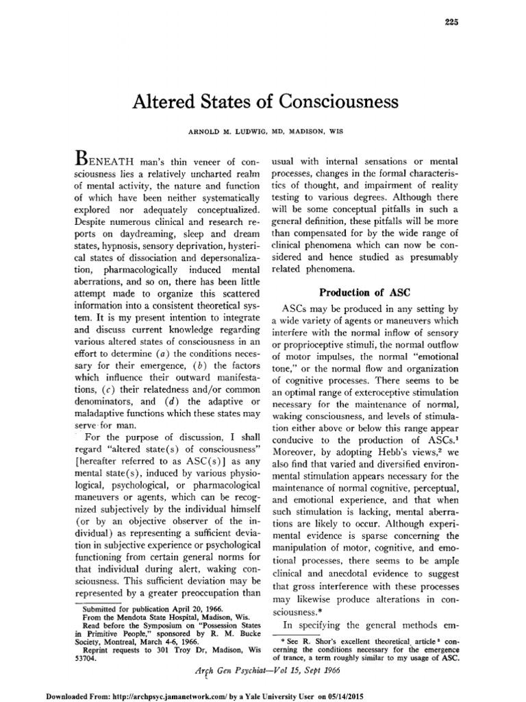 Altered States of Consciousness | PDF