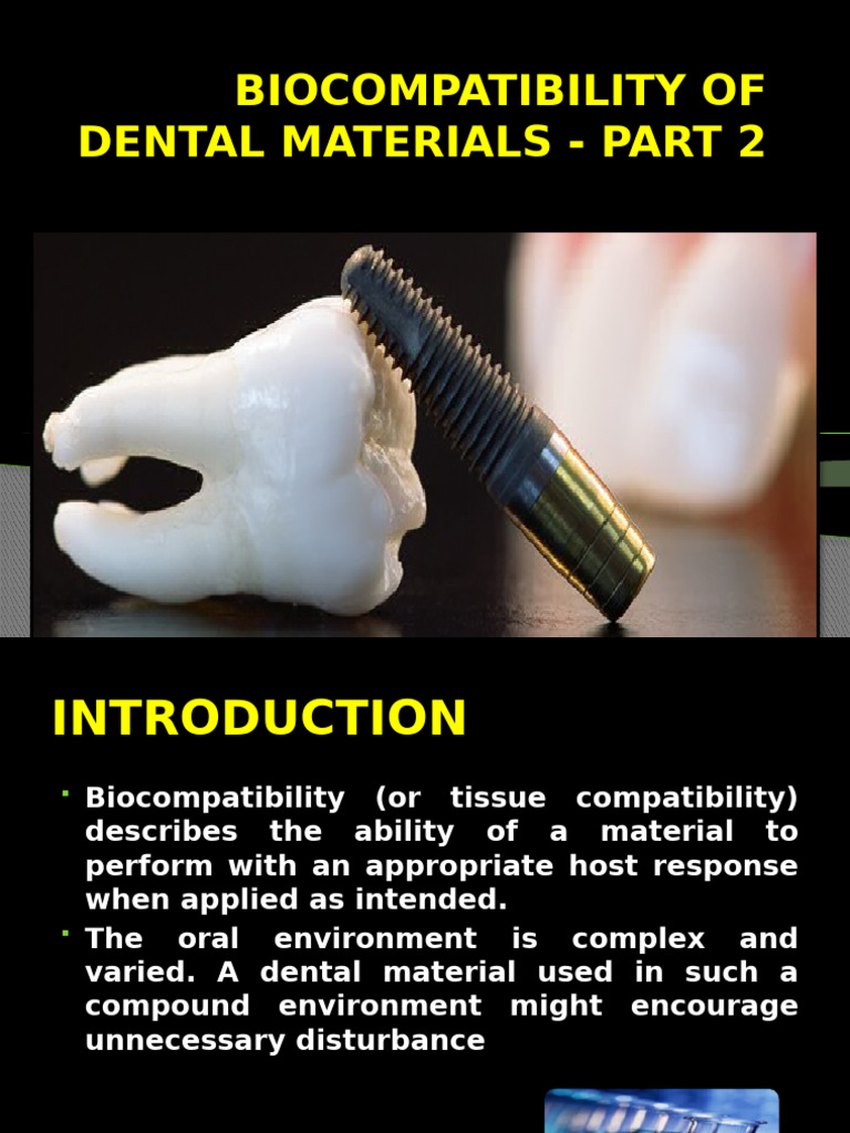 Biocompatibility of Dental Materials | PDF | Dental Composite | Dentin