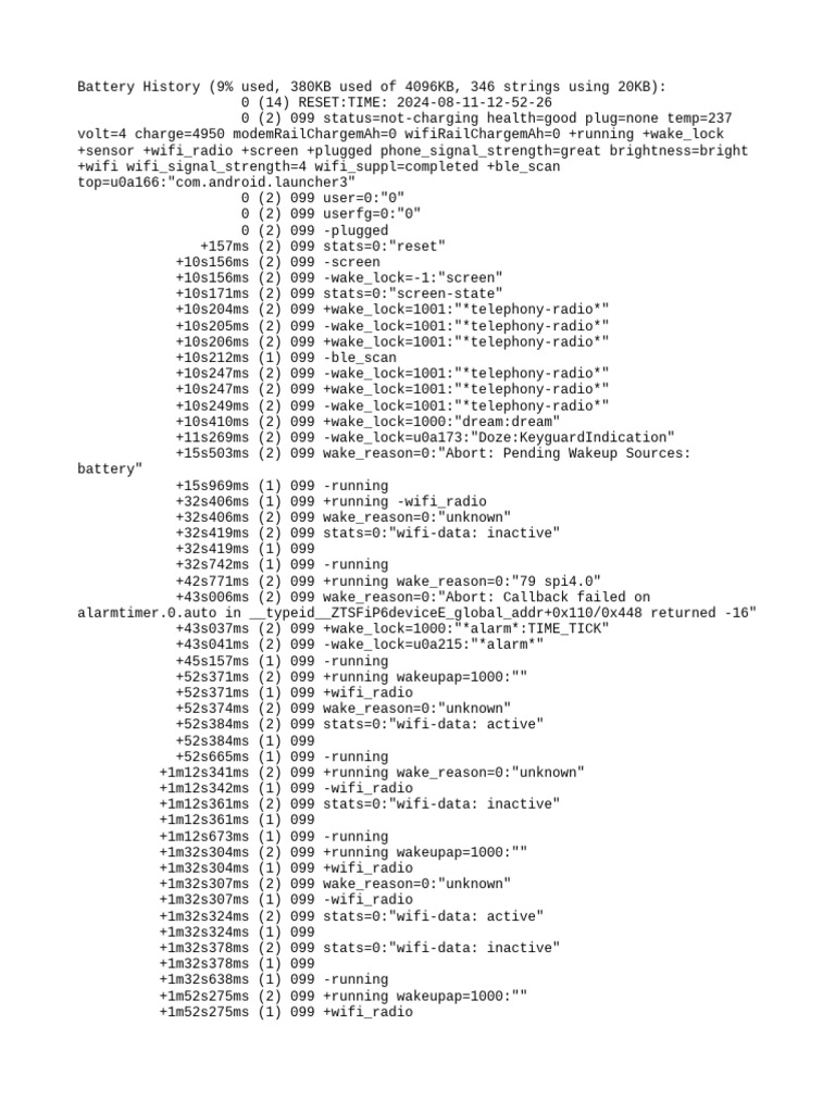 Standby Dump Batterystats 2024 0811 235641 | PDF | Teaching Methods & Materials | Technology ...