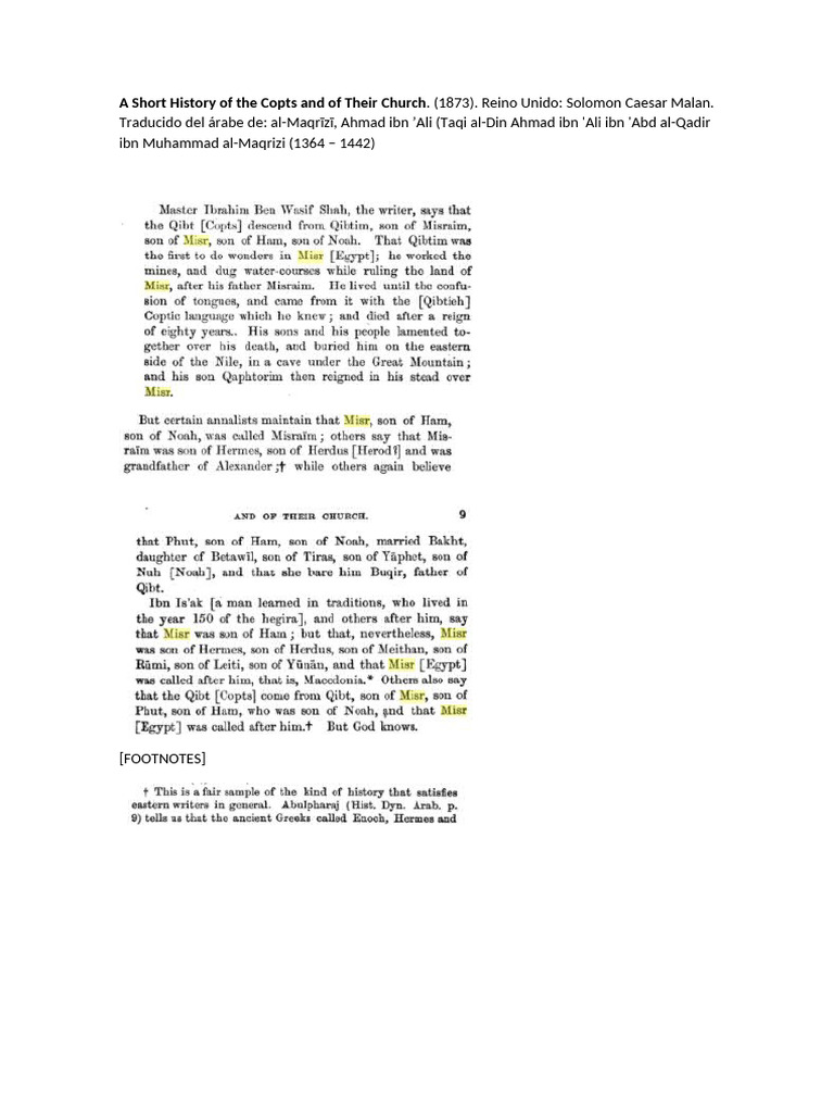 Historia Breve de los Coptos y su Iglesia | PDF