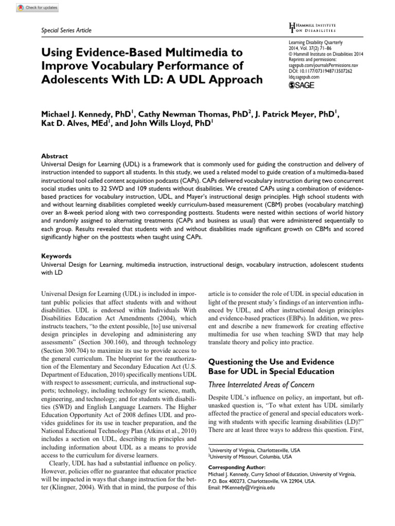 Kennedy Et Al 2013 Using Evidence Based Multimedia To Improve ...