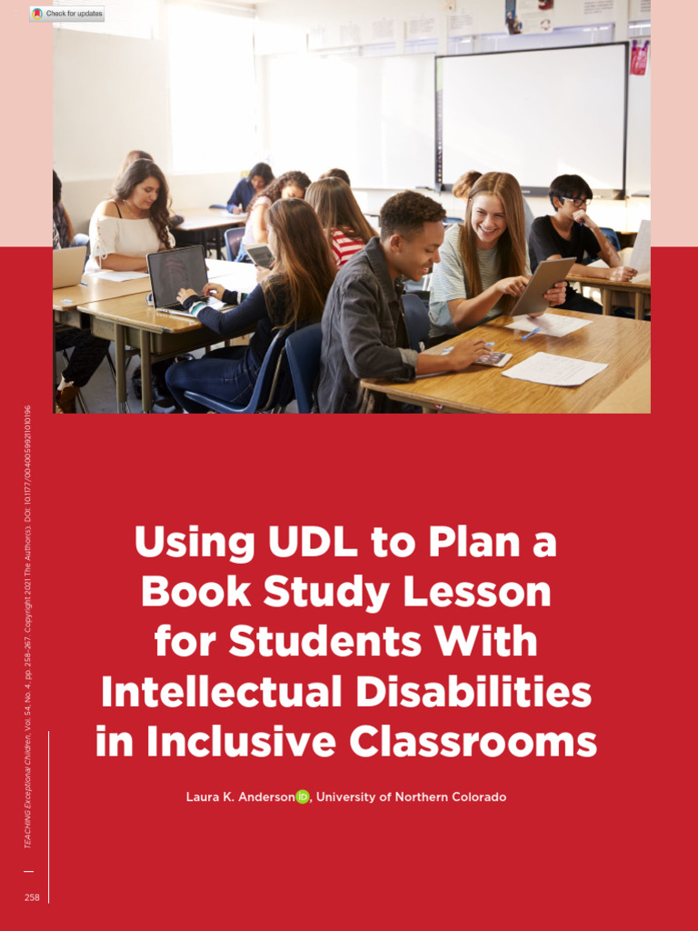 Anderson 2021 Using Udl To Plan A Book Study Lesson For Students With Intellectual Disabilities ...
