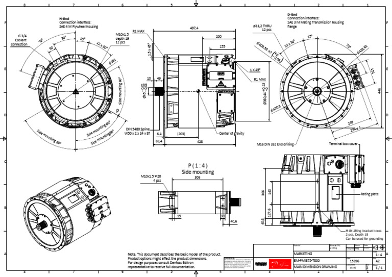 EM - PMI375-T800 Main Dimensioning Drawing | PDF