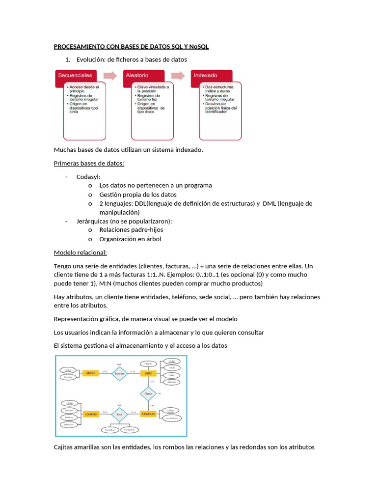 PROCESAMIENTO CON BASES DE DATOS SQL Y NoSQL | PDF | Base de datos relacional | Bases de datos
