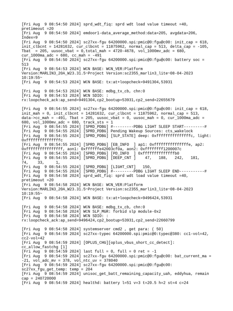 Battery and WCN Status Logs | PDF | Technology & Engineering