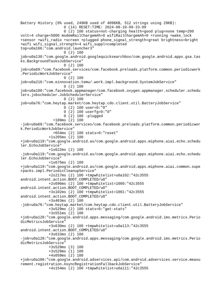 Standby Dump Batterystats 2024 0810 140251 | PDF | Android (Robot)