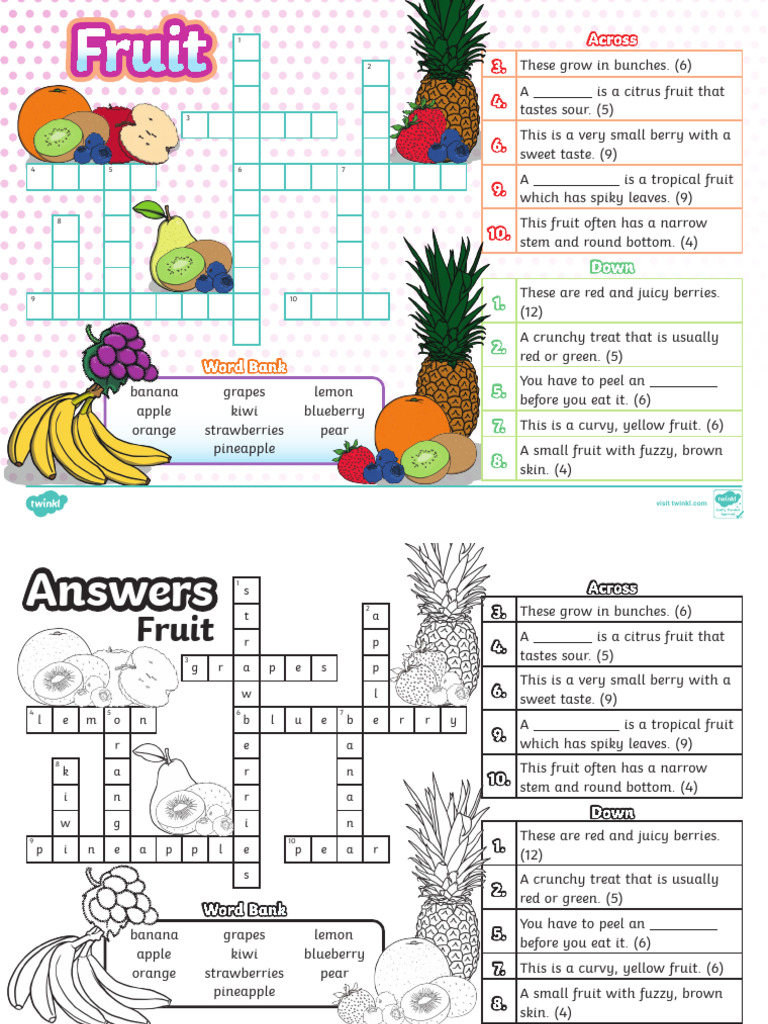Fruit Crossword Puzzle Clues | PDF | Berry | Fruit