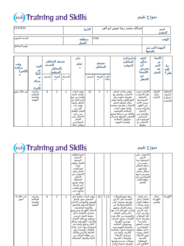 MS Risk Assessment - Arabic | PDF