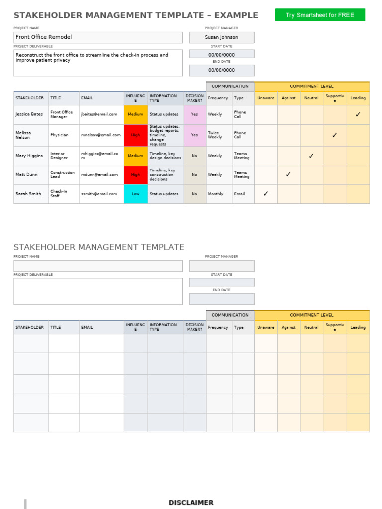 IC Stakeholder Managment Template - Example - WORD | PDF