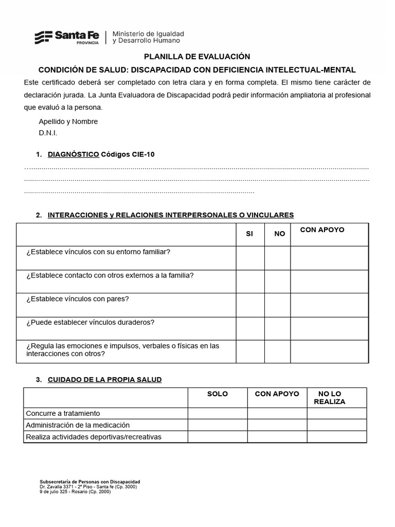 Evaluación de Discapacidad Intelectual | PDF | Invalidez | Educación ...