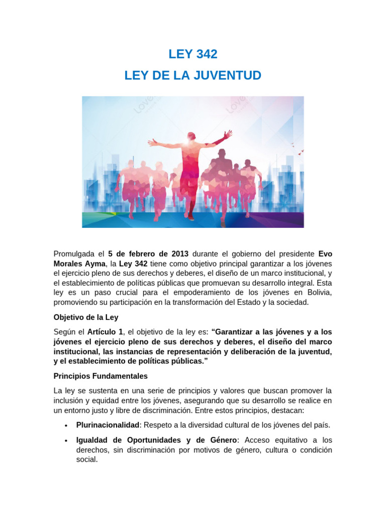 Ley 342 | PDF | Juventud | Igualdad social
