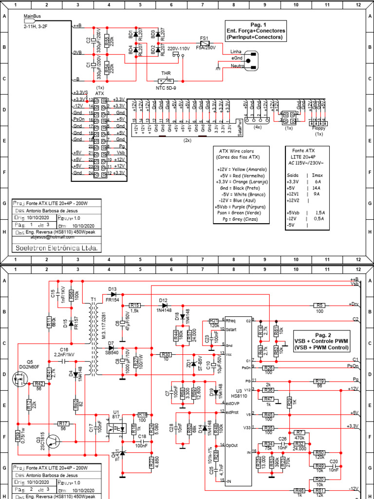 Fonte ATX 200W - LITE 20+4P (HS8110) | PDF