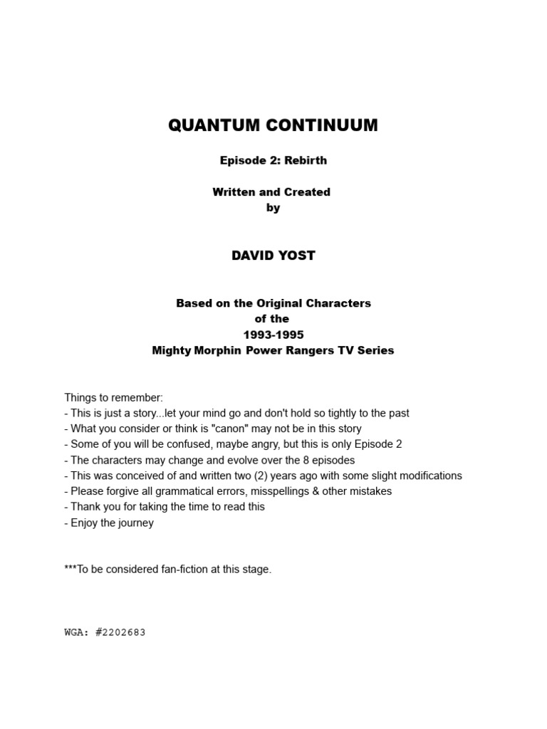 MMPR - Quantumm Continuum Episode 2 | PDF