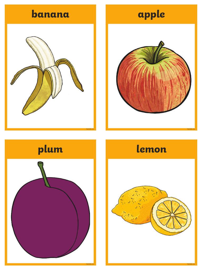 Es2 FL 58 A2 Tarjetas de Vocabulario La Fruta en Ingleacutes Portuguese ...