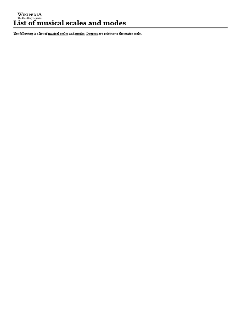 WIKIPEDIA, List of Musical Scales & Modes, 2024. (EN) | PDF | Minor ...