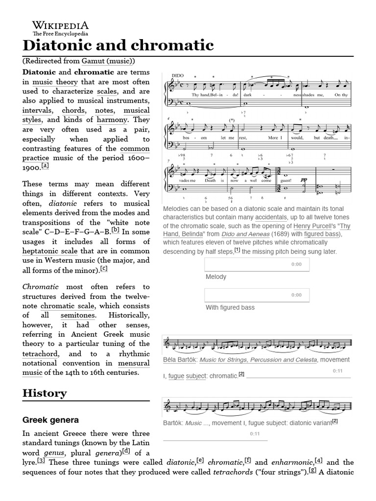 WIKIPEDIA, Diatonic & Chromatic, 2024. (EN) | PDF | Interval (Music ...