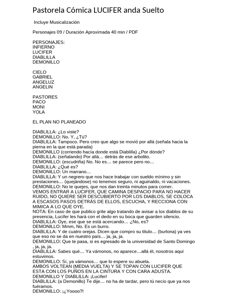 Pastorela Cómica LUCIFER Anda Suelto | PDF | Oración