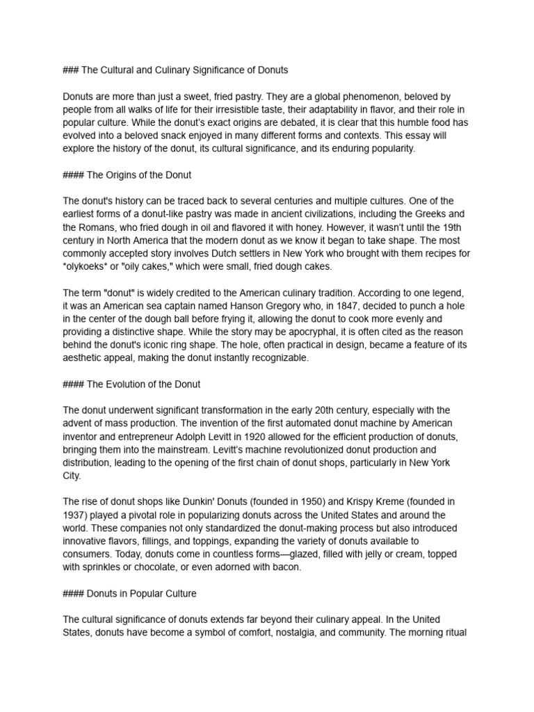 Donut Essay | PDF | Doughnut | Foods