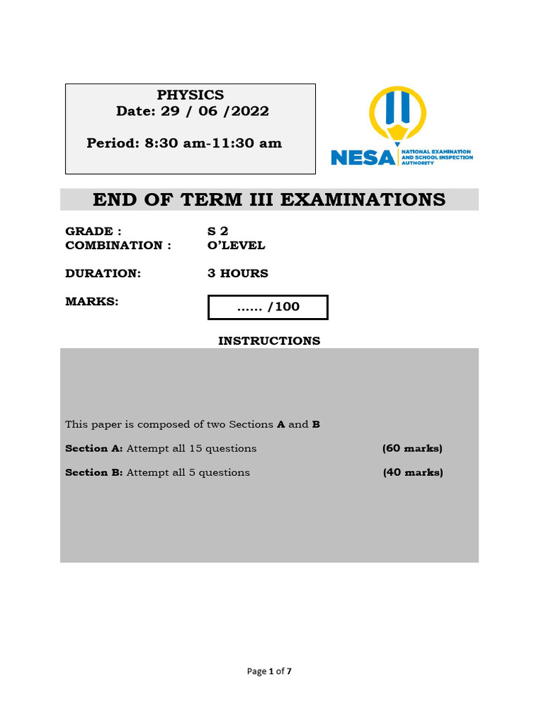 PHYSICS-s2-QUESTION-AND-MARKING-SCHEME | PDF | Buoyancy | Gases