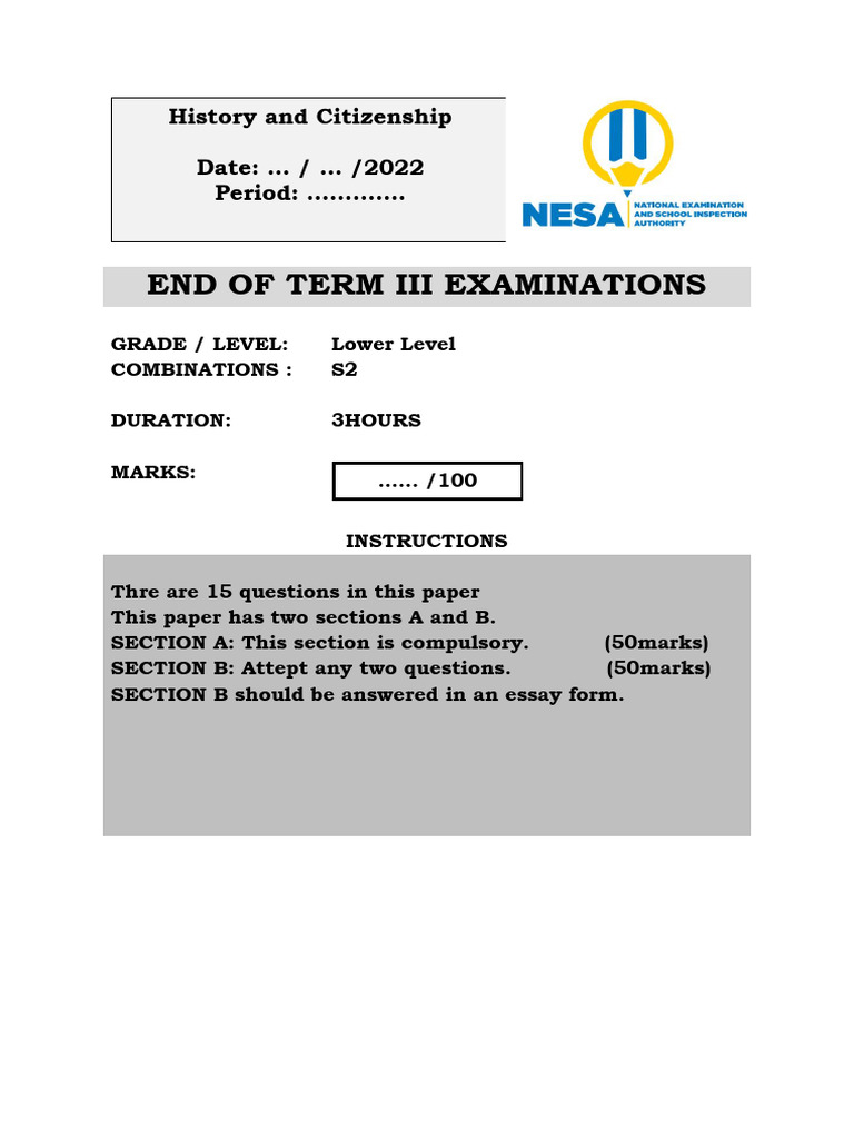 S2 History and Citizenship Exam Paper | PDF | Colonialism | Rwandan ...