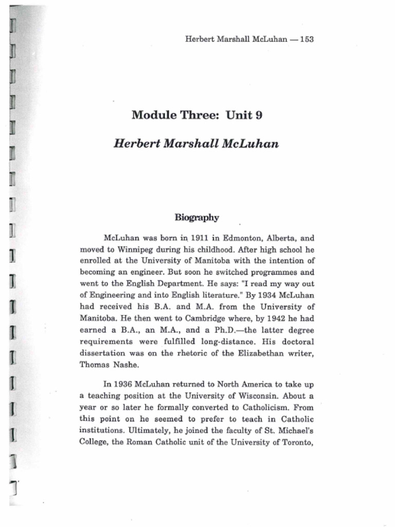 Week 10 Reading Hissey On McLuhan | PDF