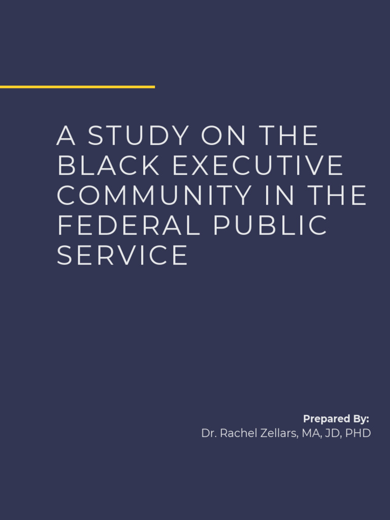 A Study of The Black Executive Community in The Federal Public Service ...
