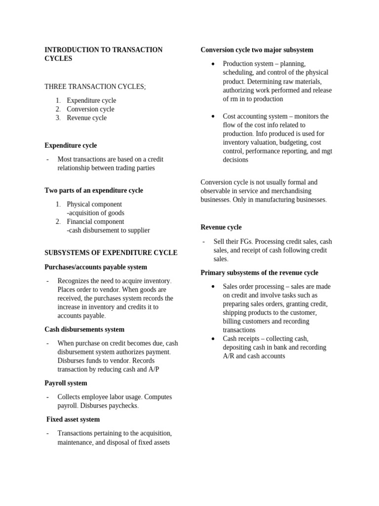Introduction To Transaction Cycles | PDF | Receipt | Inventory