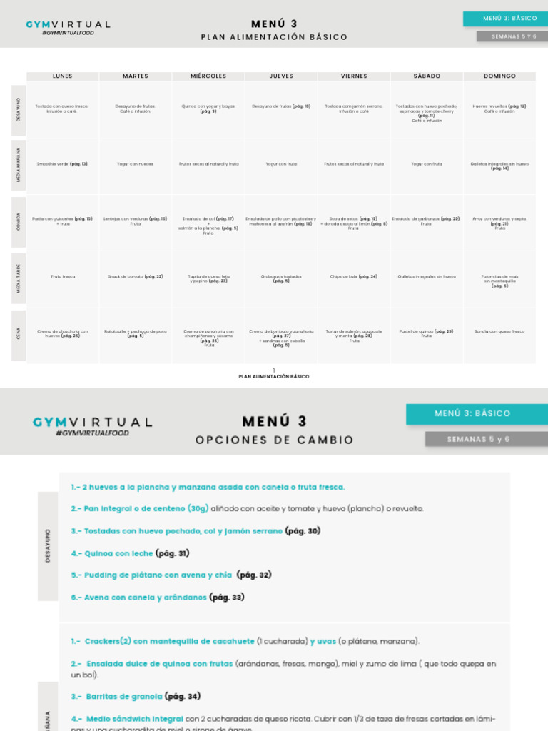 Menu Basico 3 Slim Power Compressed | PDF | ensalada | Cocinando