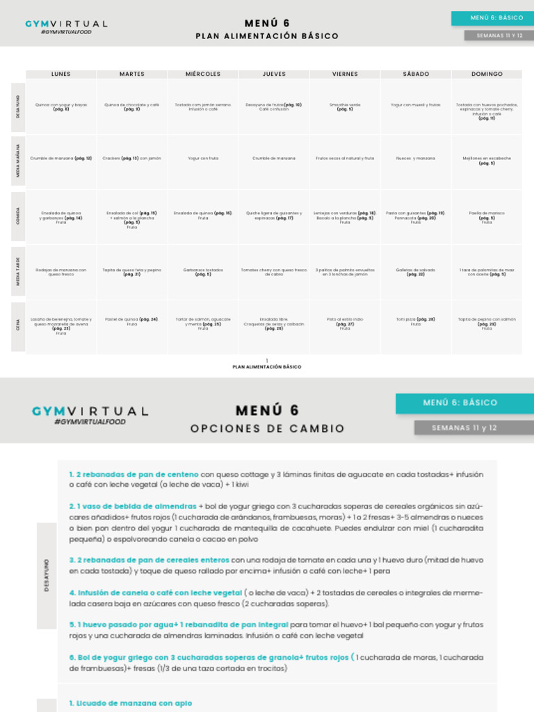 Menu Basico 6 Slim Power | PDF | Vinagreta | ensalada