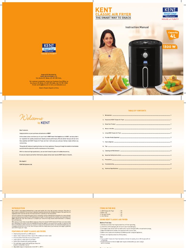 Kent Classic Hot Air Fryer 16096 | PDF