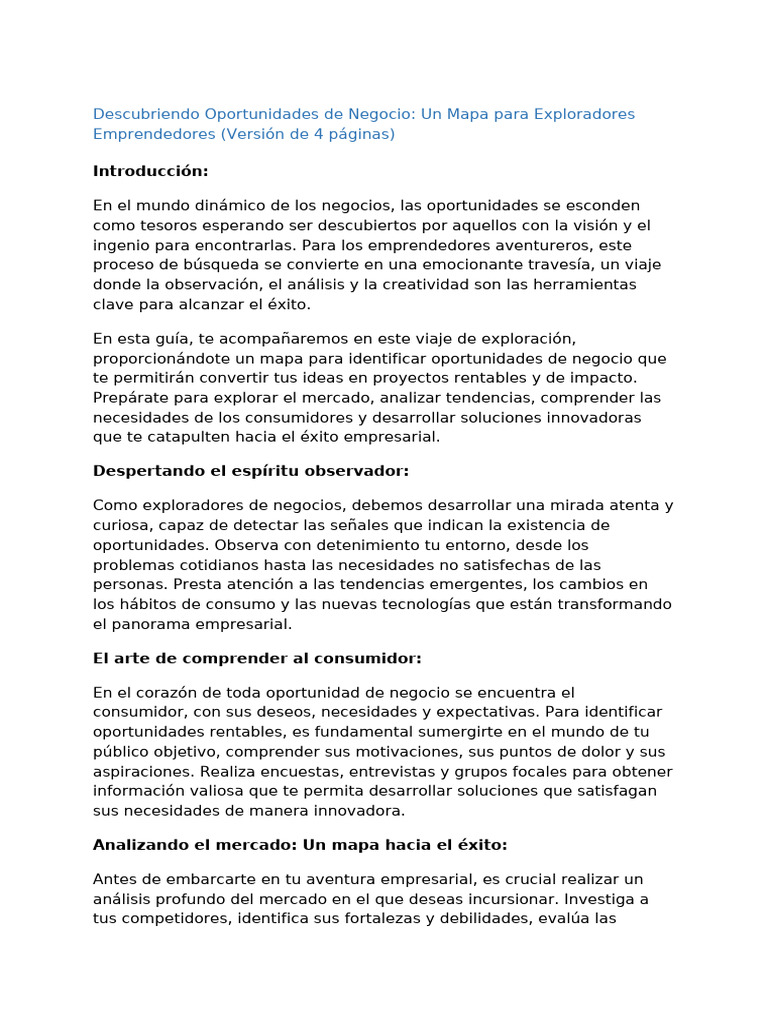 Oportunidades para Negocio | PDF | Creatividad | Iniciativa empresarial