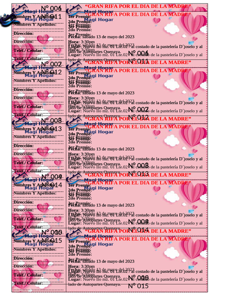 Instrucciones para Llenar Talonario de Rifa | PDF