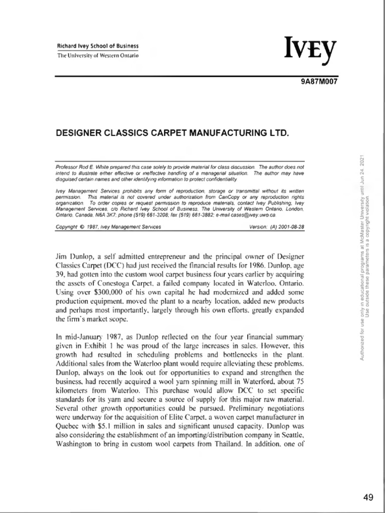 Case4 Designer Classics | PDF | Carpet | Sales