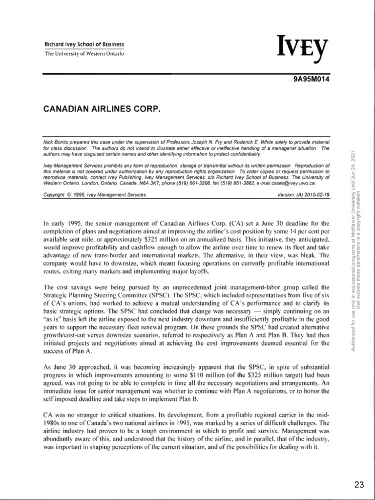 Case3 Canadian Airlines Corp | PDF | Airlines | Continental Airlines