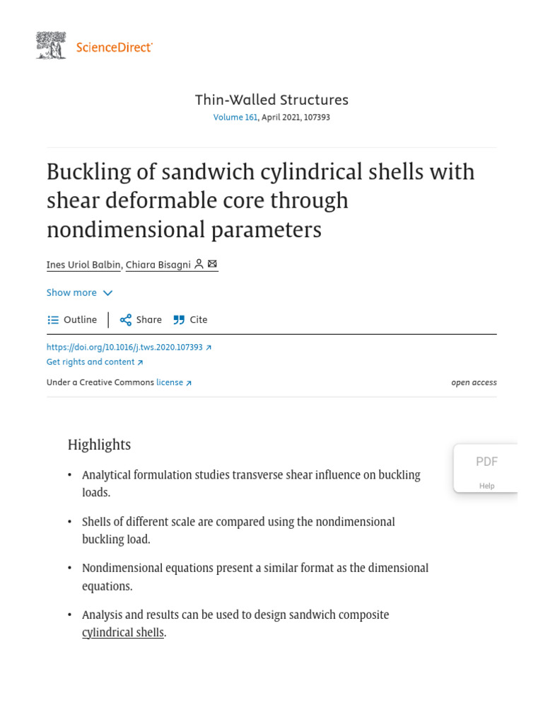 Buckling of Sandwich Cylindrical Shells With Shear Deformable Core Through Nondimensional ...
