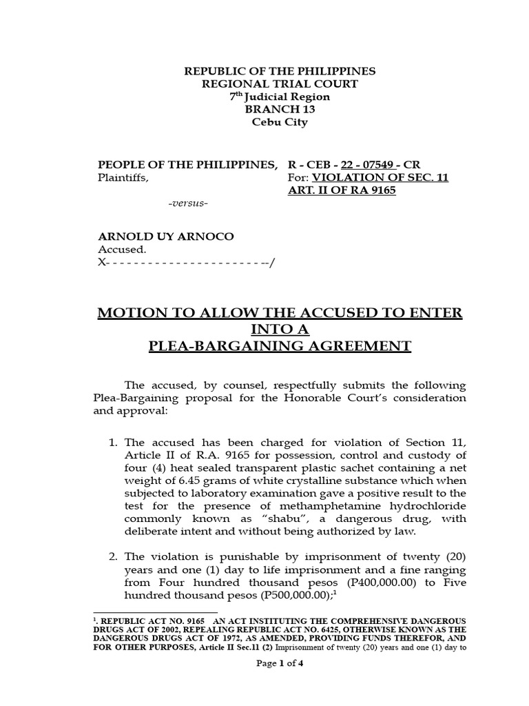 BR 13 Sec 11 Motion-to-Allow-the-Accused-to-Enter-into-Plea-Bargaining ...