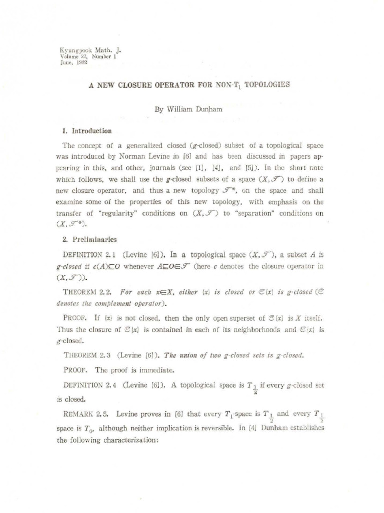 A New Closure Operator Fort1mediotopologies | PDF | Mathematical Objects | Mathematical Structures
